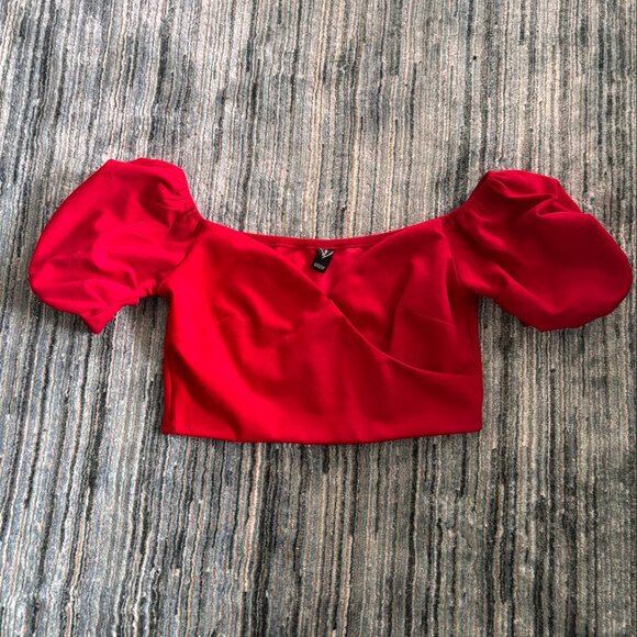 Windsor | Tops | Windsor Red Puffed Sleeved Princess Crop Top | Poshmark